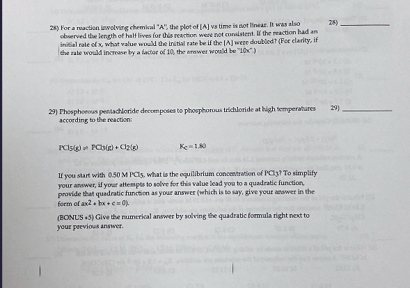 Solved 2B) ﻿For a resction involving chemical ' A ', ﻿the | Chegg.com