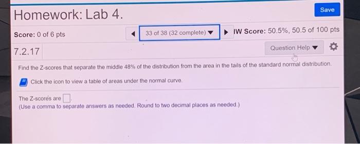 Solved Save Homework: Lab 4. Score: 0 of 6 pts 33 of 38 (32 | Chegg.com