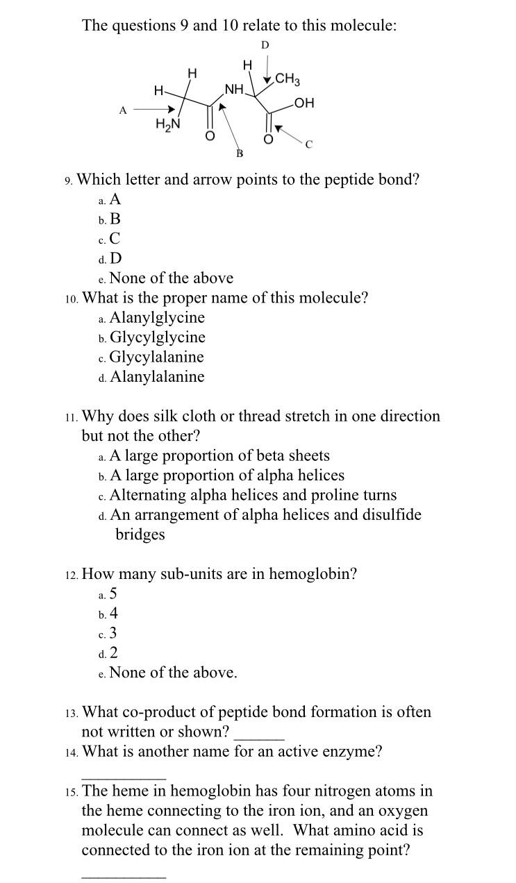 Solved The questions 9 ﻿and 10 ﻿relate to this molecule:9. | Chegg.com