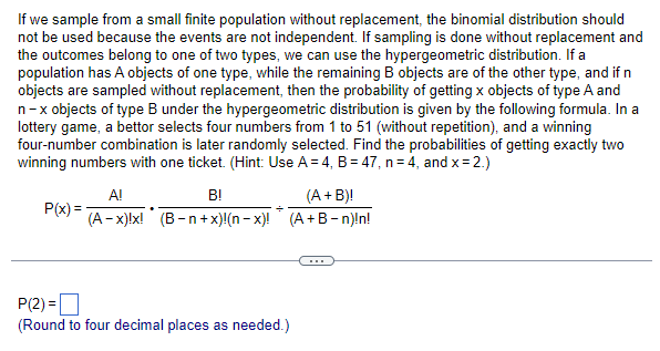 Solved If we sample from a small finite population without | Chegg.com