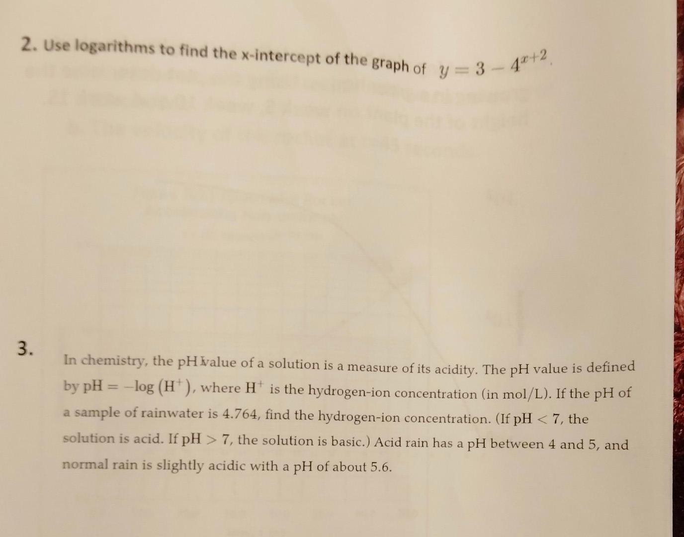 Solved 2. Use logarithms to find the x-intercept of the | Chegg.com