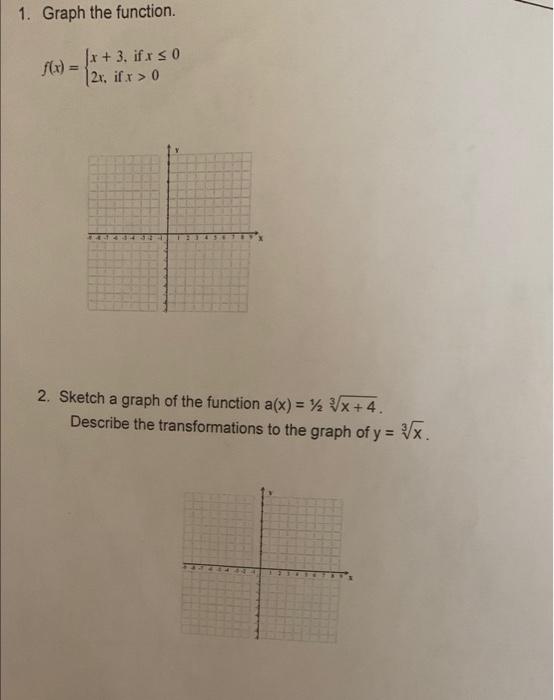 Solved 1. Graph the function. f(x) = Jx + 3. if so (2. if.r | Chegg.com