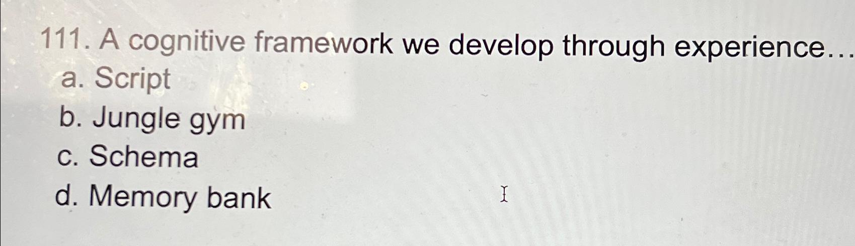Solved A cognitive framework we develop through | Chegg.com
