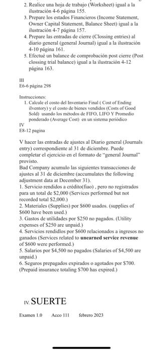 Solved Examén 1 Prof. Augusto Gonzalez Beanchamp Acco 111 b | Chegg.com