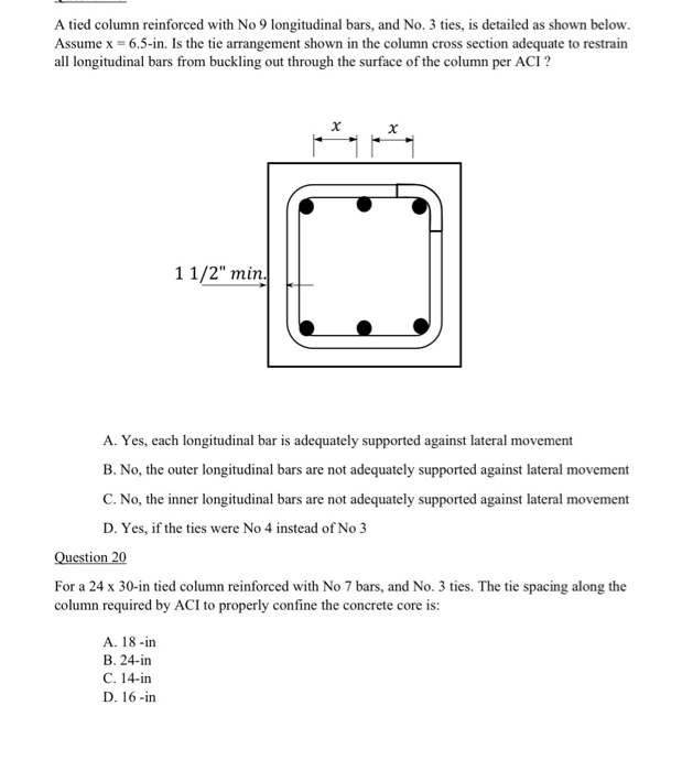 Solved A tied column reinforced with No 9 longitudinal bars, | Chegg.com