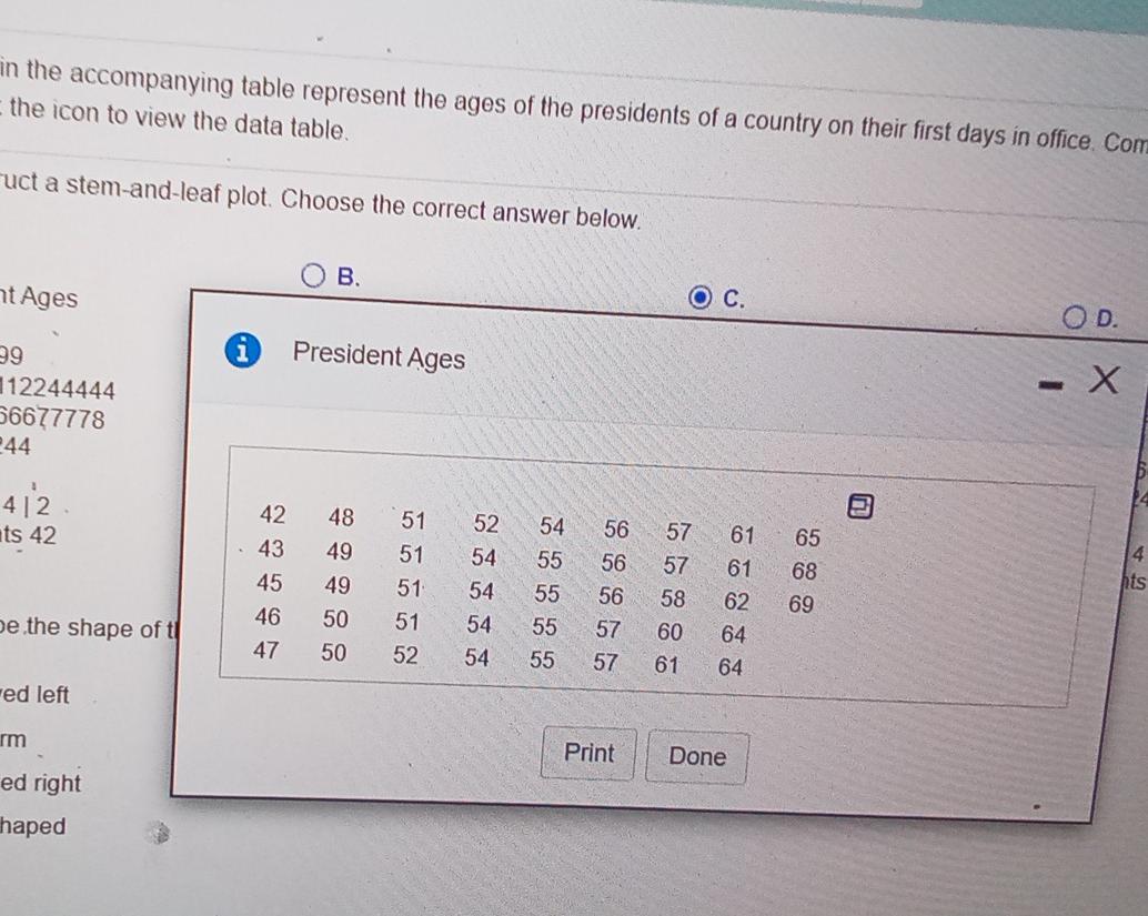 Solved The data in the accompanying table represent the ages | Chegg.com