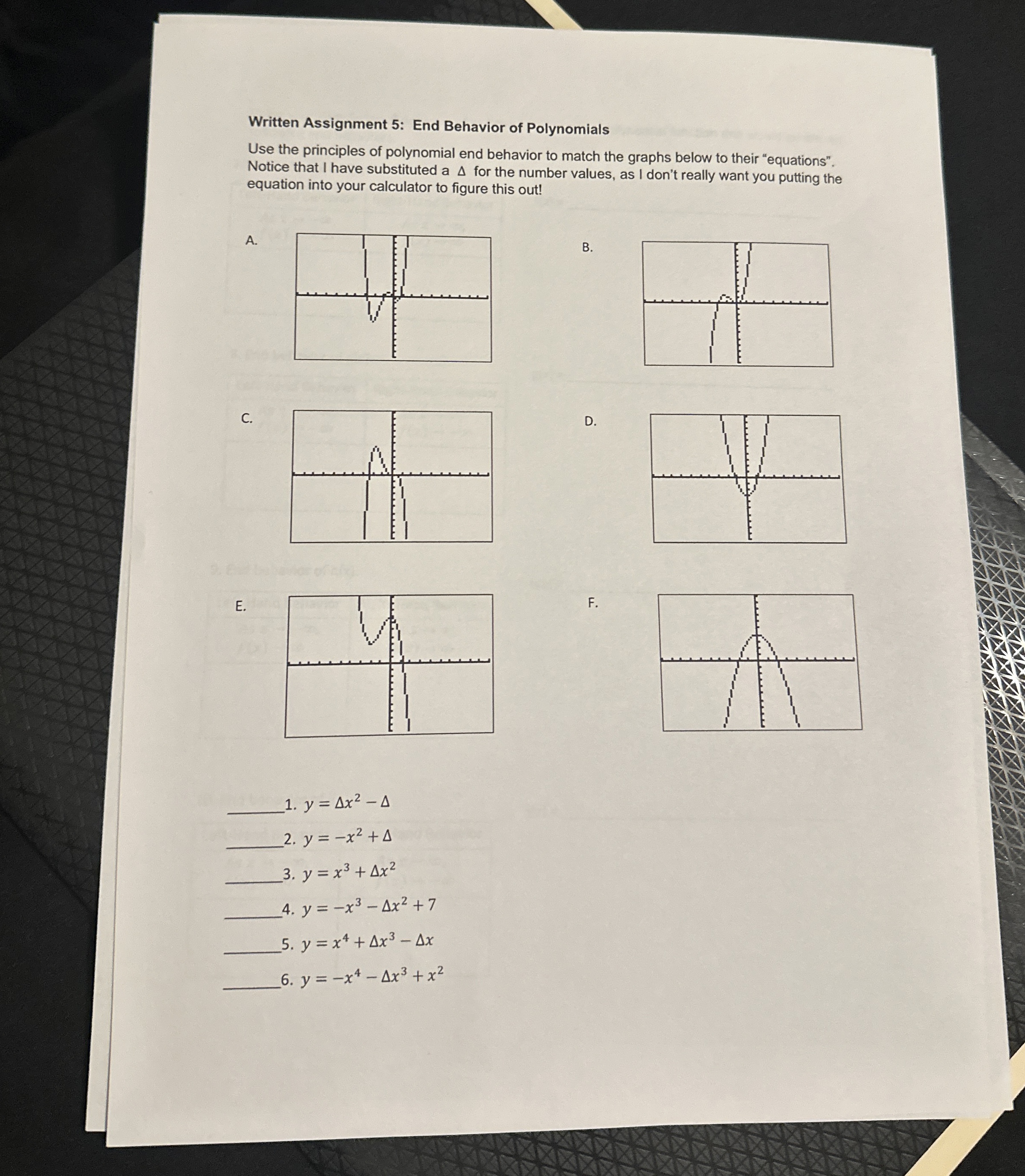 Solved Written Assignment 5: End Behavior of PolynomialsUse | Chegg.com