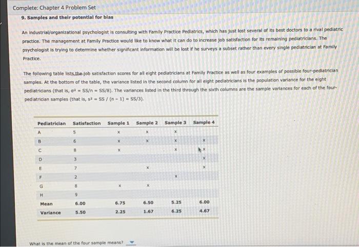 Solved Complete: Chapter 4 Problem Set 9. Samples and their | Chegg.com