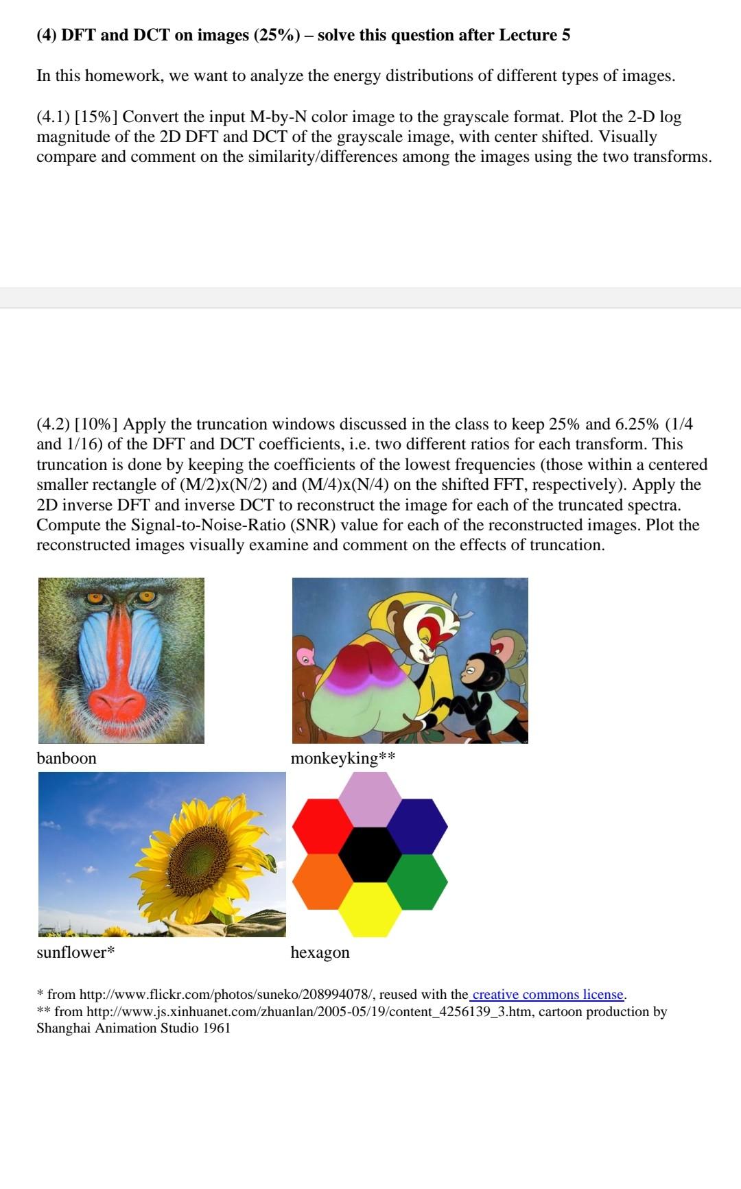 (4) DFT and DCT on images (25\%) - solve this | Chegg.com