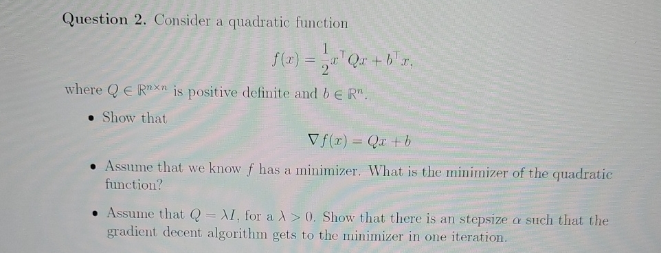 Solved Question 2 ﻿consider A Quadratic 8490