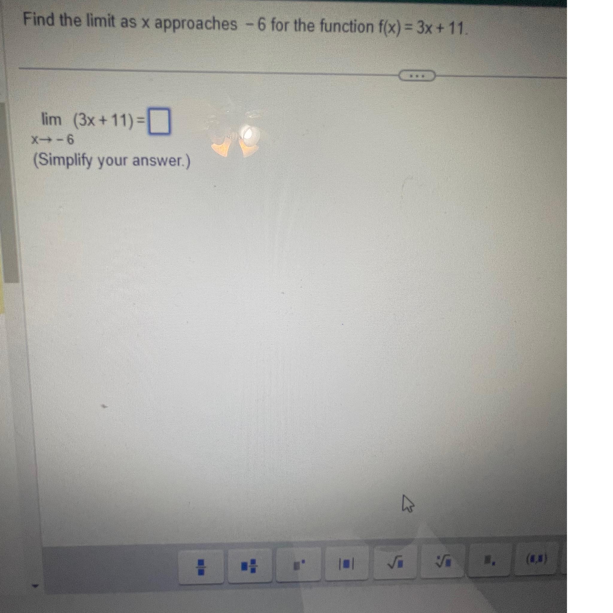 Solved Find the limit as x ﻿approaches -6 ﻿for the function | Chegg.com