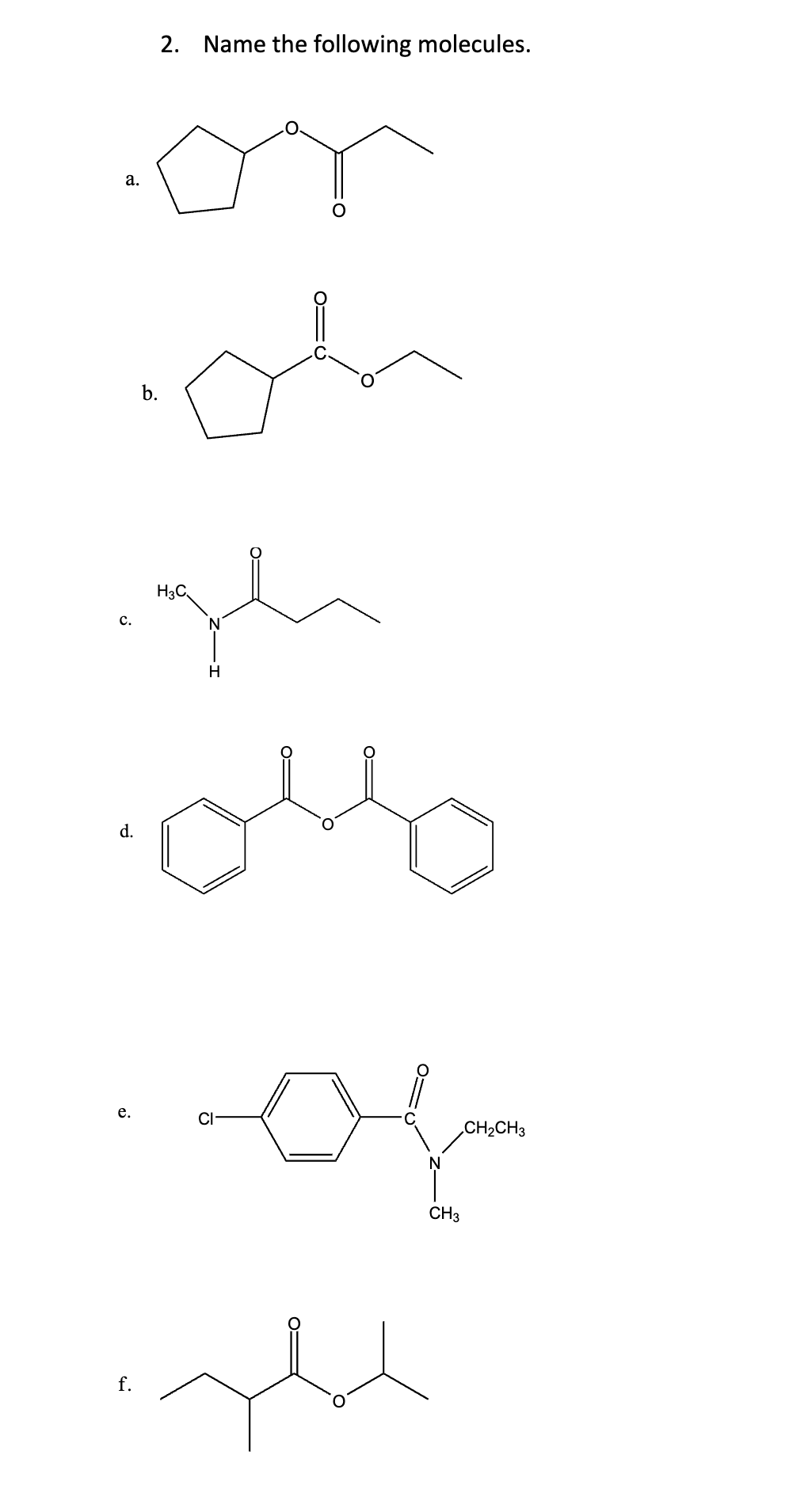 Name the following molecules | Chegg.com
