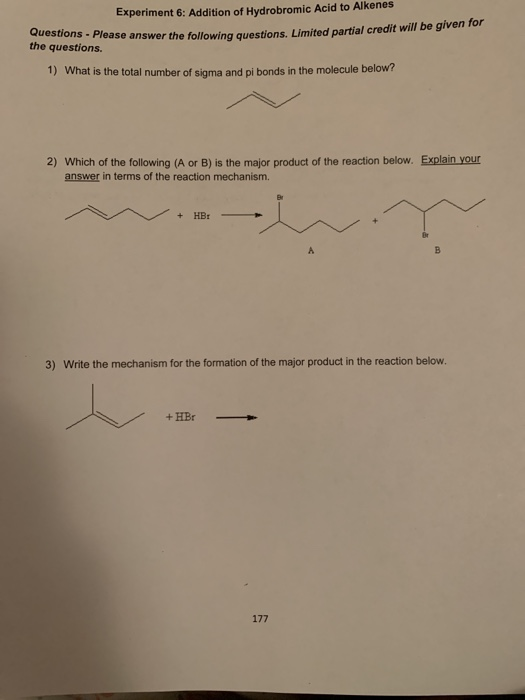 Solved Experiment 6: Addition of Hydrobromic Acid to Alkenes | Chegg.com