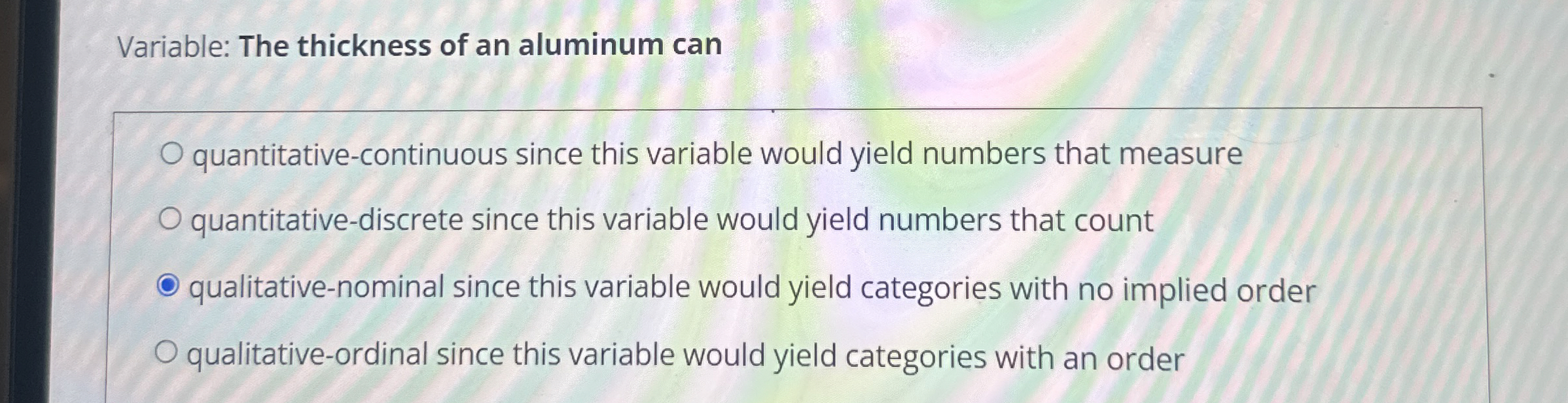 Solved Variable: The thickness of an aluminum | Chegg.com