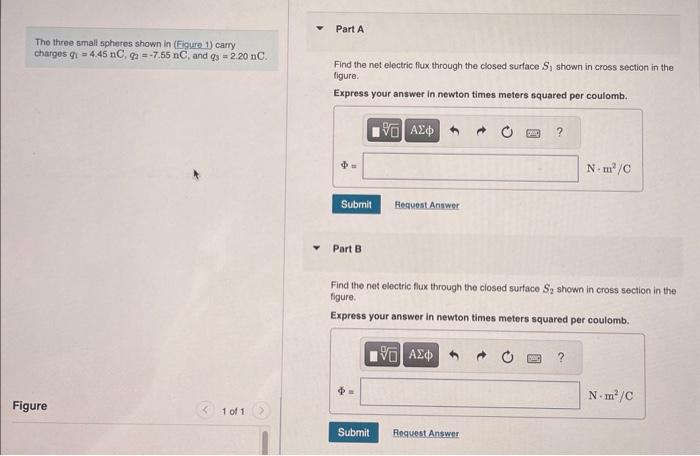 Solved The three small spheres shown in (Figure 1) carry | Chegg.com