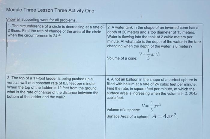 Solved Module Three Lesson Three Activity One Show all | Chegg.com