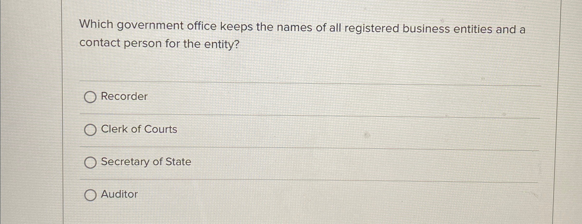 Solved Which government office keeps the names of all | Chegg.com