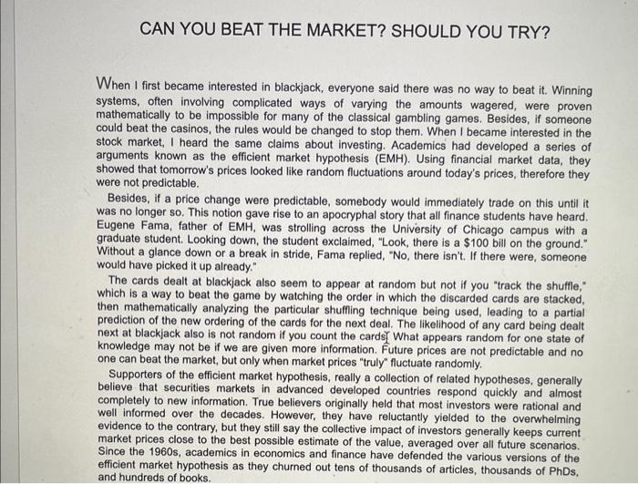 Edward O. Thorp is an American mathematics professor, | Chegg.com