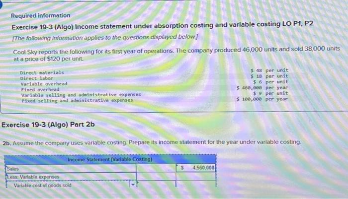 Solved Required information Exercise 19-3 (Algo) Income | Chegg.com