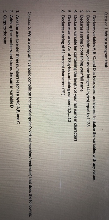 Solved Question 1 Write A Program That 1 Declares