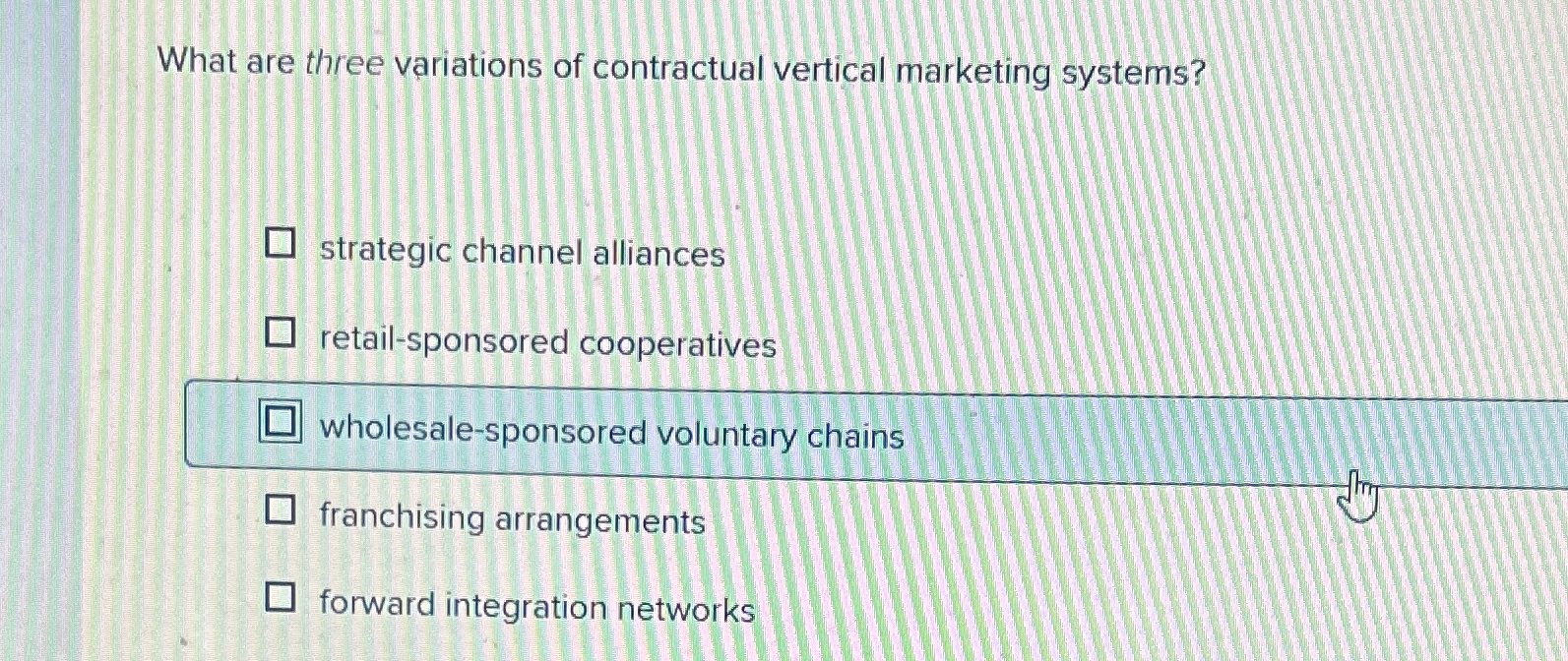 Solved What are three variations of contractual vertical | Chegg.com