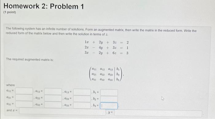 Solved Homework 2: Problem 1 (1 point) The following system | Chegg.com