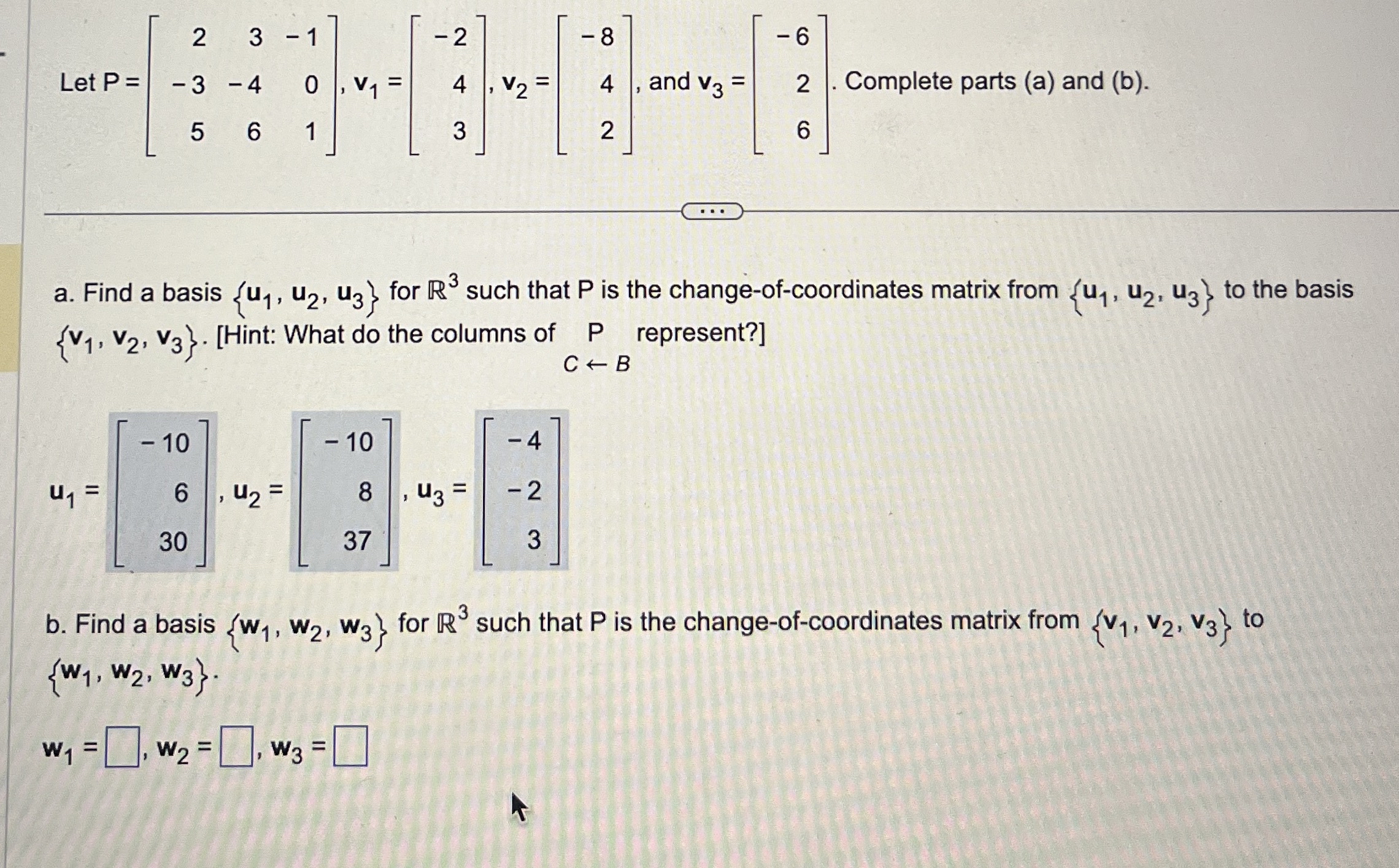 Solved Let P=[23-1-3-40561],v1=[-243],v2=[-842], ﻿and | Chegg.com