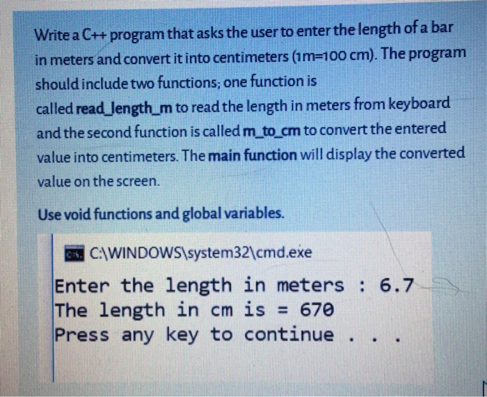 Solved Write a C++ program that asks the user to enter the | Chegg.com