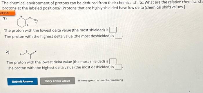 Solved The chemical environment of protons can be deduced | Chegg.com