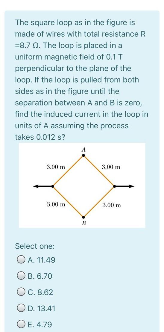 Solved The square loop as in the figure is made of wires | Chegg.com