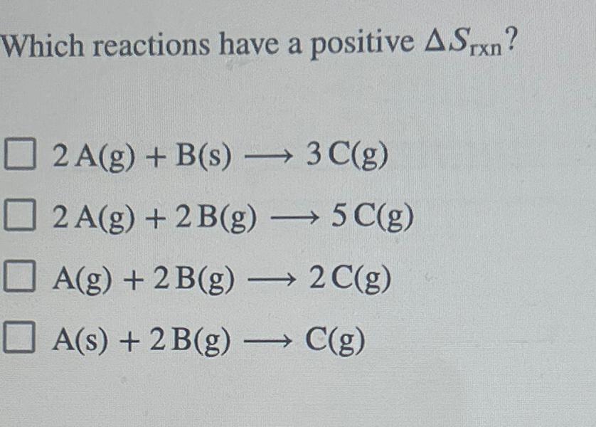 Solved Which reactions have a positive | Chegg.com