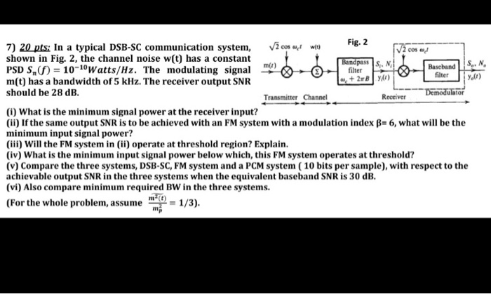 Baseband filter 7) 20 pts: In a typical DSB-SC | Chegg.com