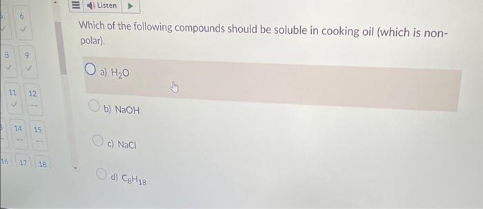 Solved Which of the following compounds should be soluble in | Chegg.com