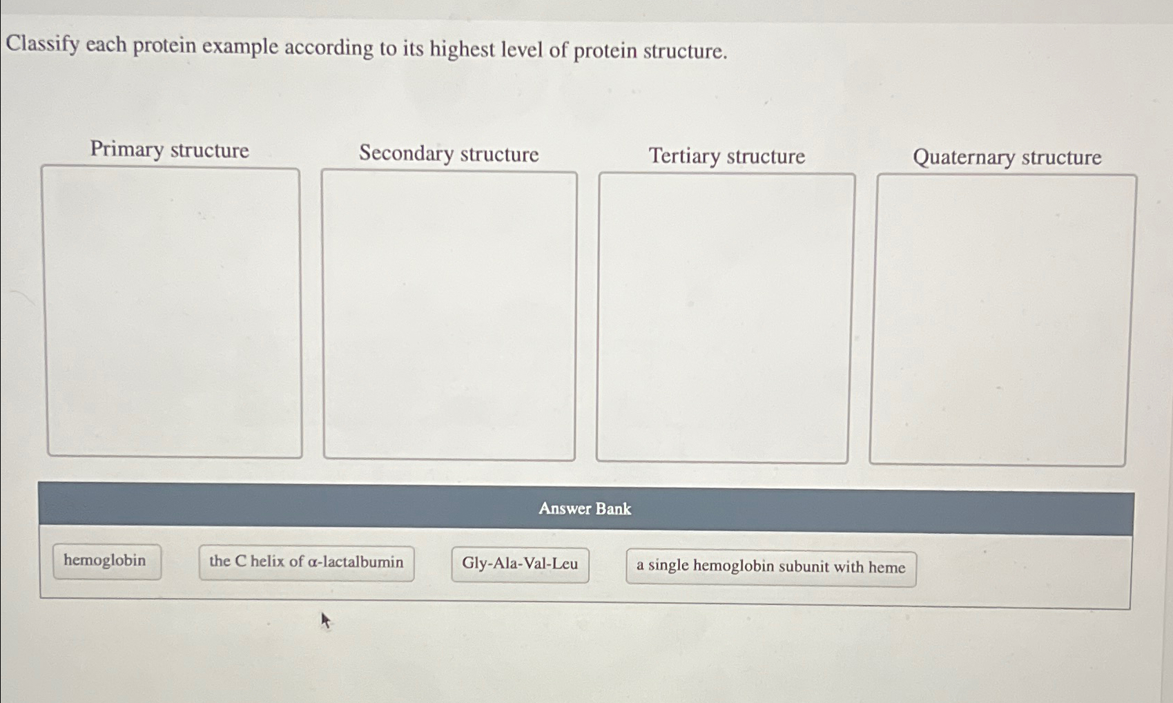 Solved Classify each protein example according to its | Chegg.com Solved Classify each protein example according to its | Chegg.com