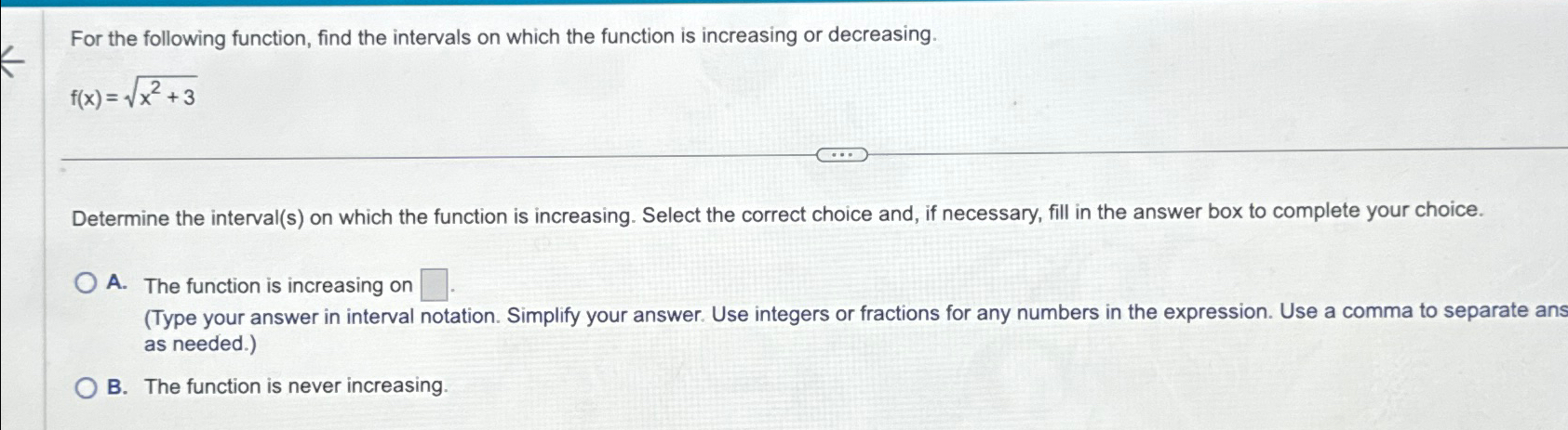 Solved For the following function, find the intervals on | Chegg.com