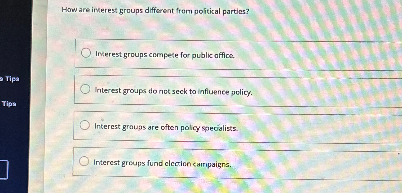 Solved How are interest groups different from political | Chegg.com