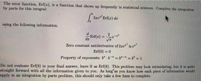 Solved The error function, Erf(x), is a function that shows | Chegg.com