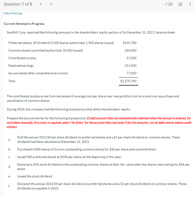Solved View PoliciesCurrent Attempt in ProgressSandhill | Chegg.com