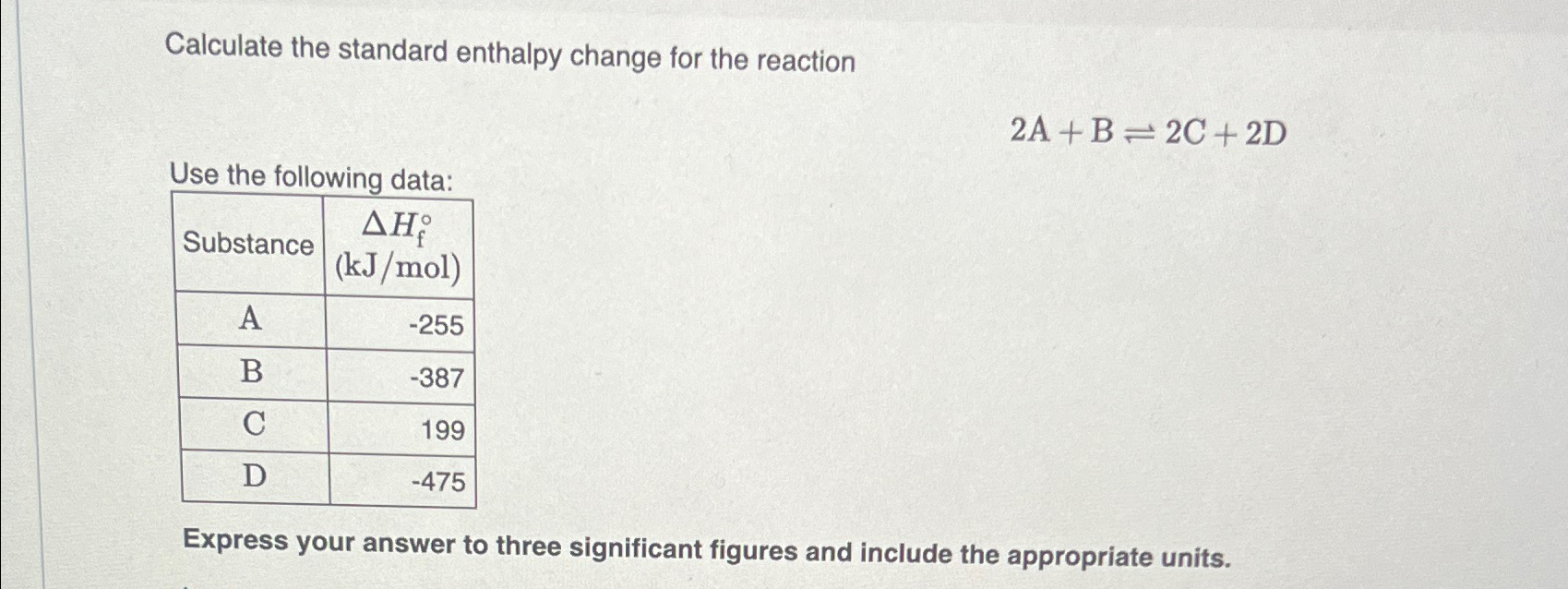 Solved Calculate the standard enthalpy change for the | Chegg.com