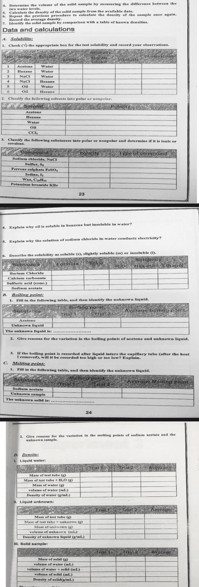 Determine the volume of the solid sample by measuring | Chegg.com