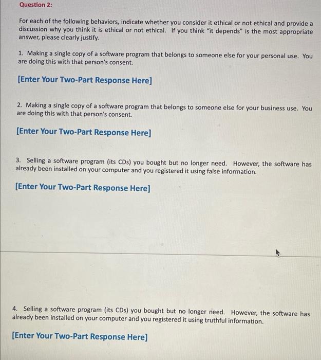 Solved Question 2: For each of the following behaviors, | Chegg.com