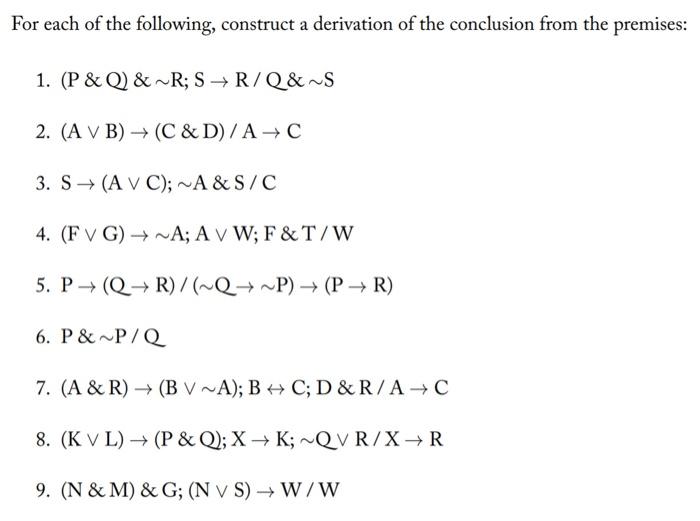 Solved For each of the following, construct a derivation of | Chegg.com