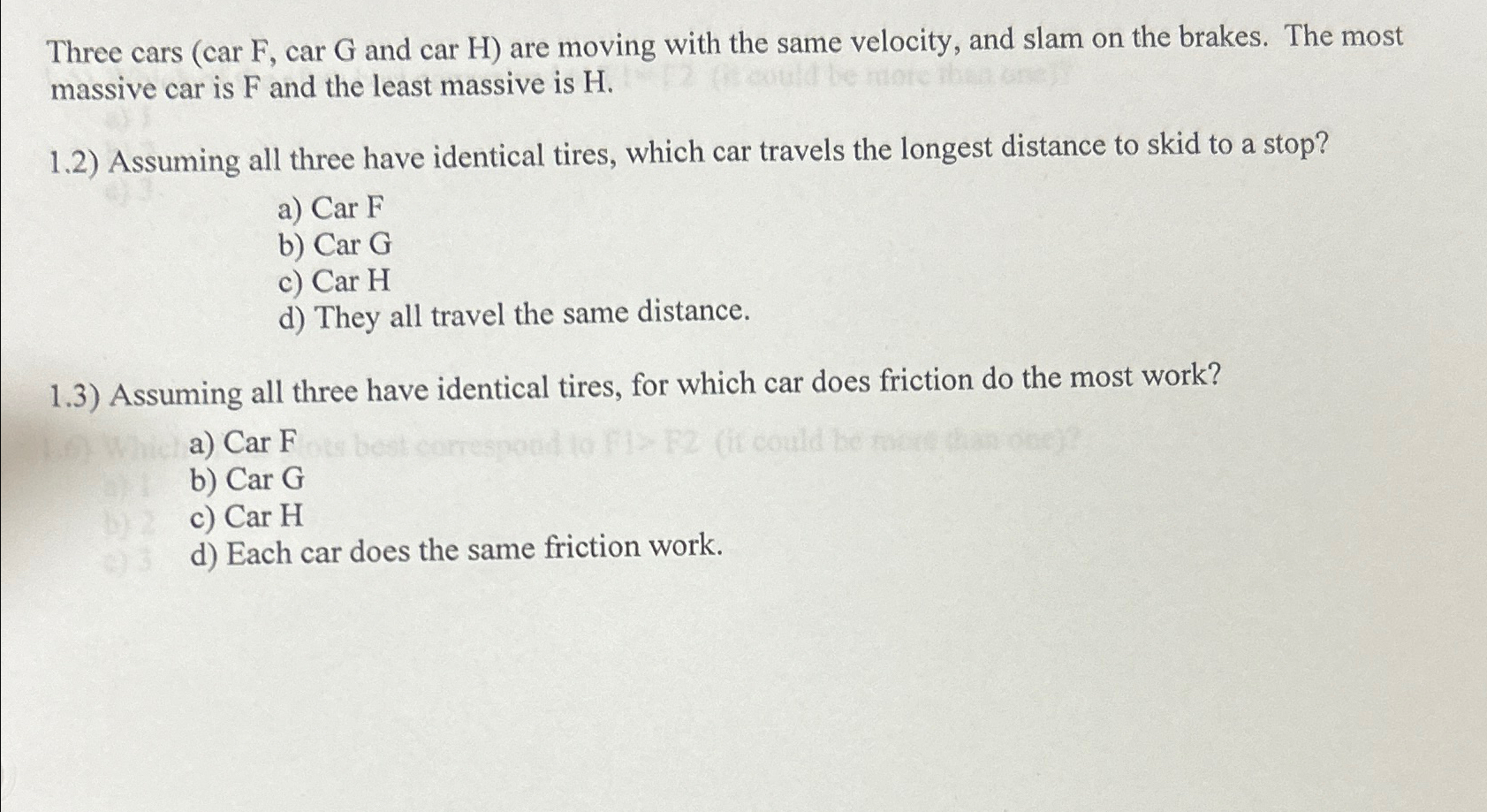 Solved Three cars (car F, ﻿car G and car H ) ﻿are moving | Chegg.com