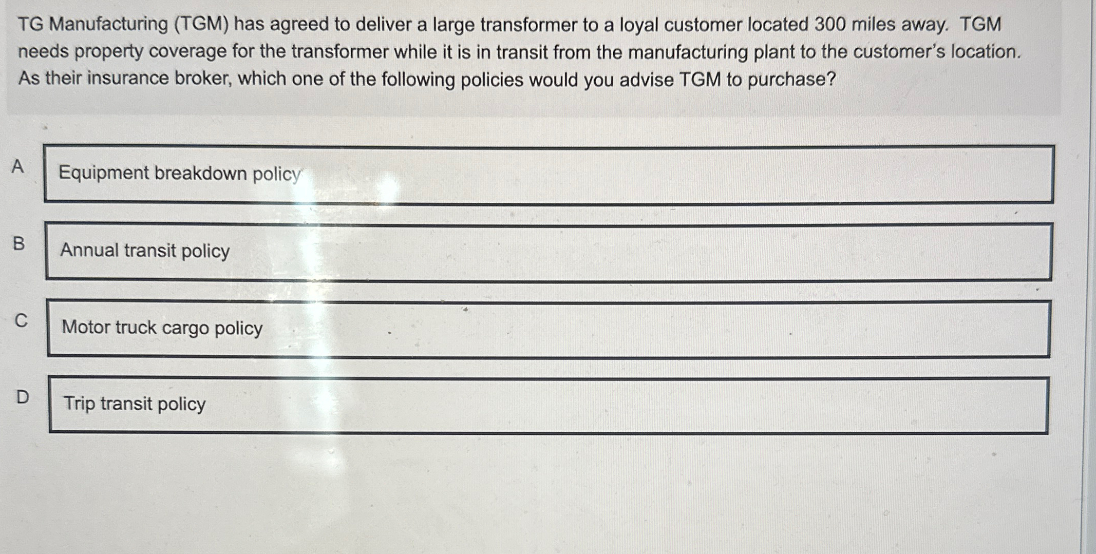 Solved TG Manufacturing (TGM) ﻿has agreed to deliver a large | Chegg.com