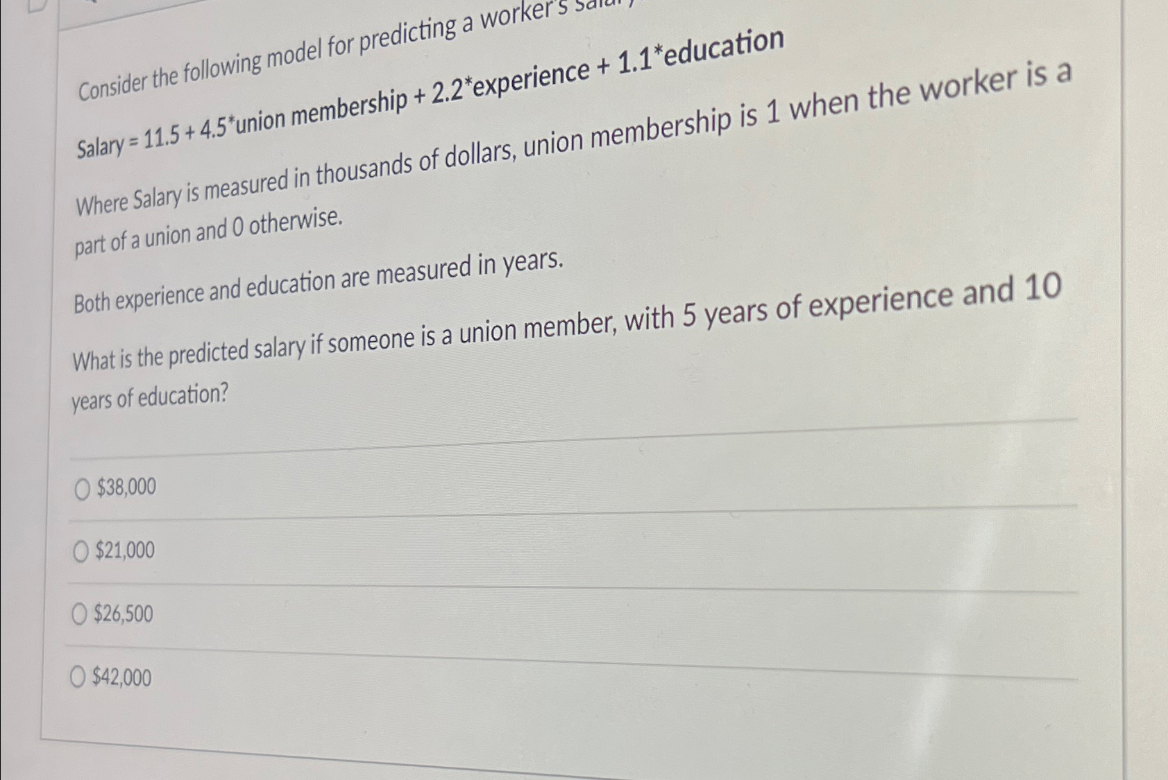 Solved Consider the following model for predicting a | Chegg.com