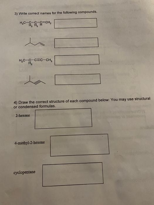 Solved Condensed Formula Name of Alkane Structural Formula | Chegg.com