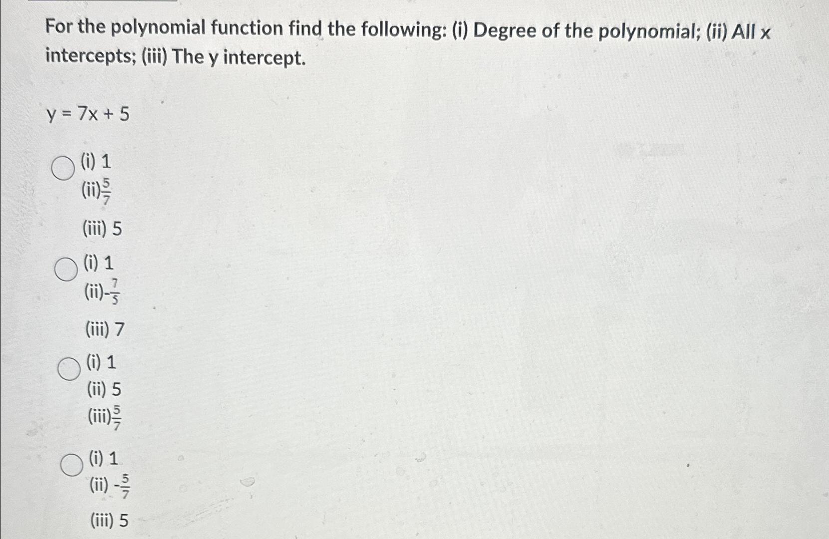 Solved For the polynomial function find the following: (i) | Chegg.com