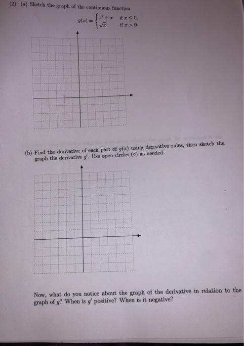 Solved (2) (a) Sketch the graph of the continuous function | Chegg.com