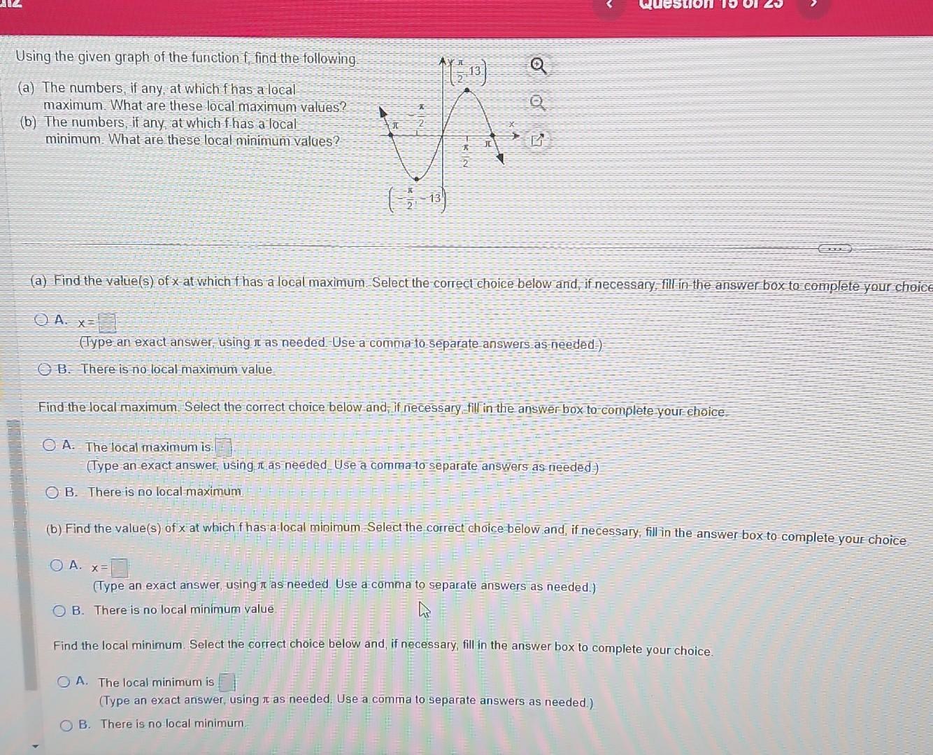Solved Using the given graph of the function f find the | Chegg.com