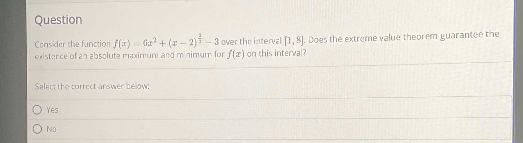 Solved QuestionConsider the function f(x)=6x2+(x-2)32-3 | Chegg.com